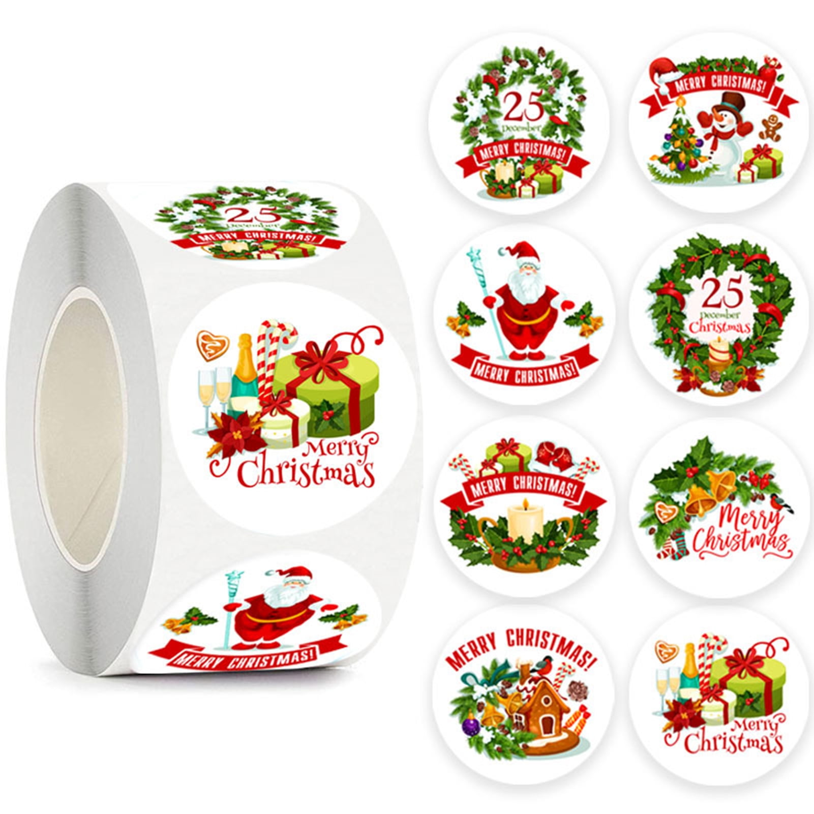D-GROEE 500Pc/Roll Christmas Stickers, Round Thank You Seal Stickers ...