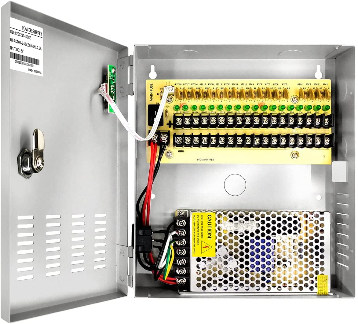 CCTV 18 Ports 18CH Output 10A Amp 12V DC CCTV Distributed Power Supply ...