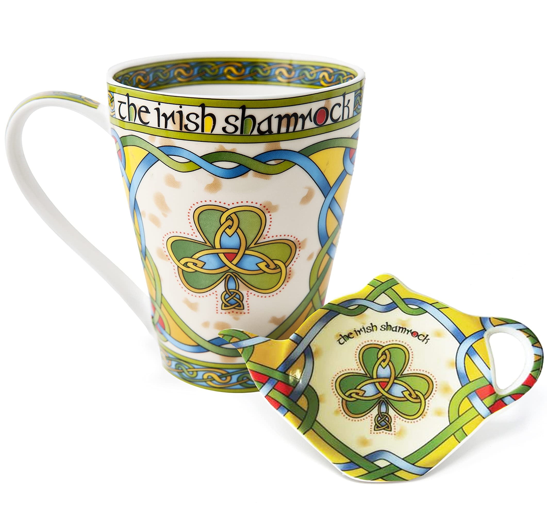 Royal Tara Set of rish Shamrock Tea Bag Holder & Irish Shamrock Mug/Cup ...