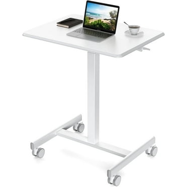 Rolling Laptop Table, TeqHome Small Standing Desk Adjustable Height ...