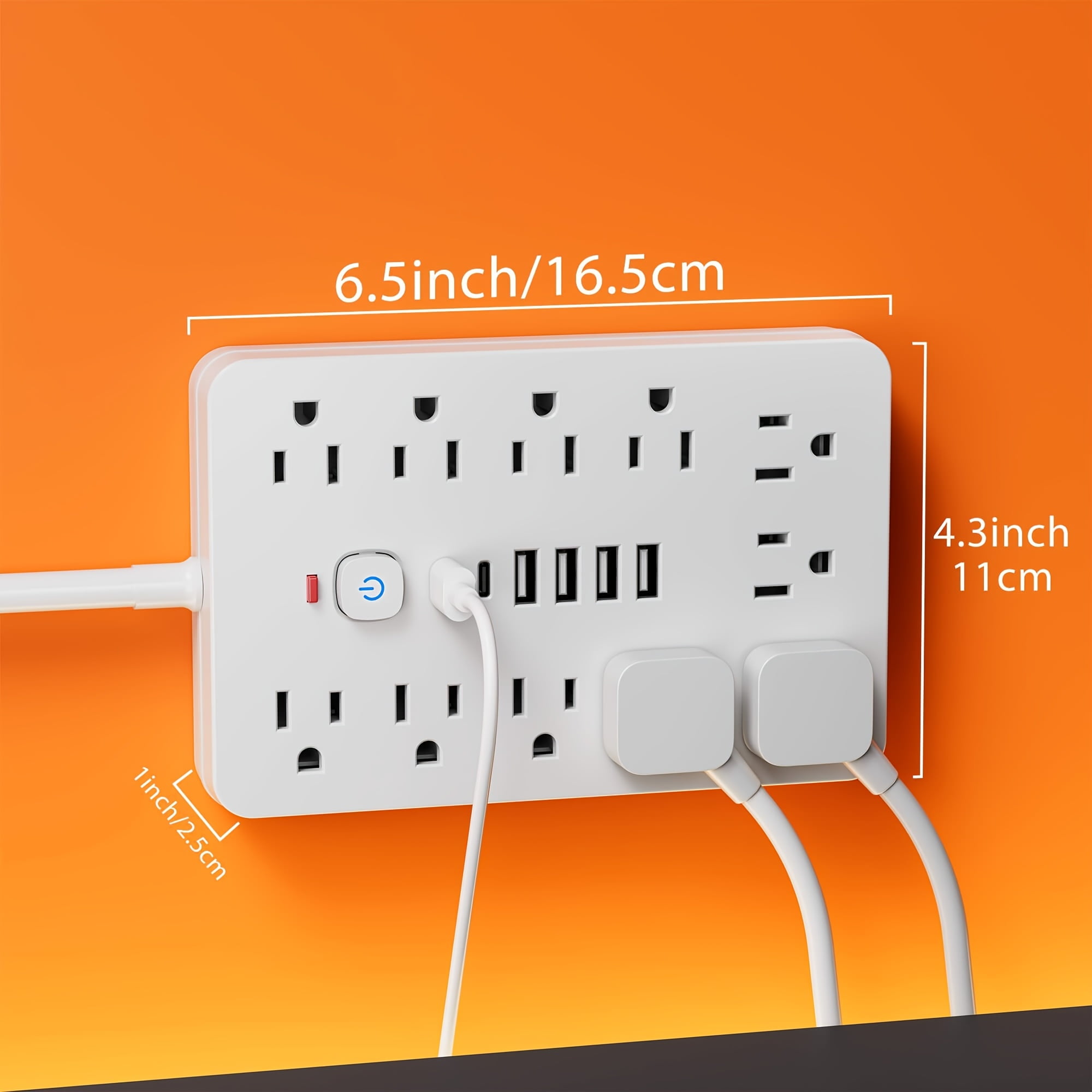 Unbranded 17-In-1 Power Strip Surge Protector With 11ac Outlets  4usb & 2type-C Ports Multi Plug Outlet Expander  Usb Wall Plug  Compact Desk Multi-