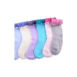 TeeHee Girls Cotton Double Ruffle Crew Socks, 6 Pair Pack, Solid, Non ...