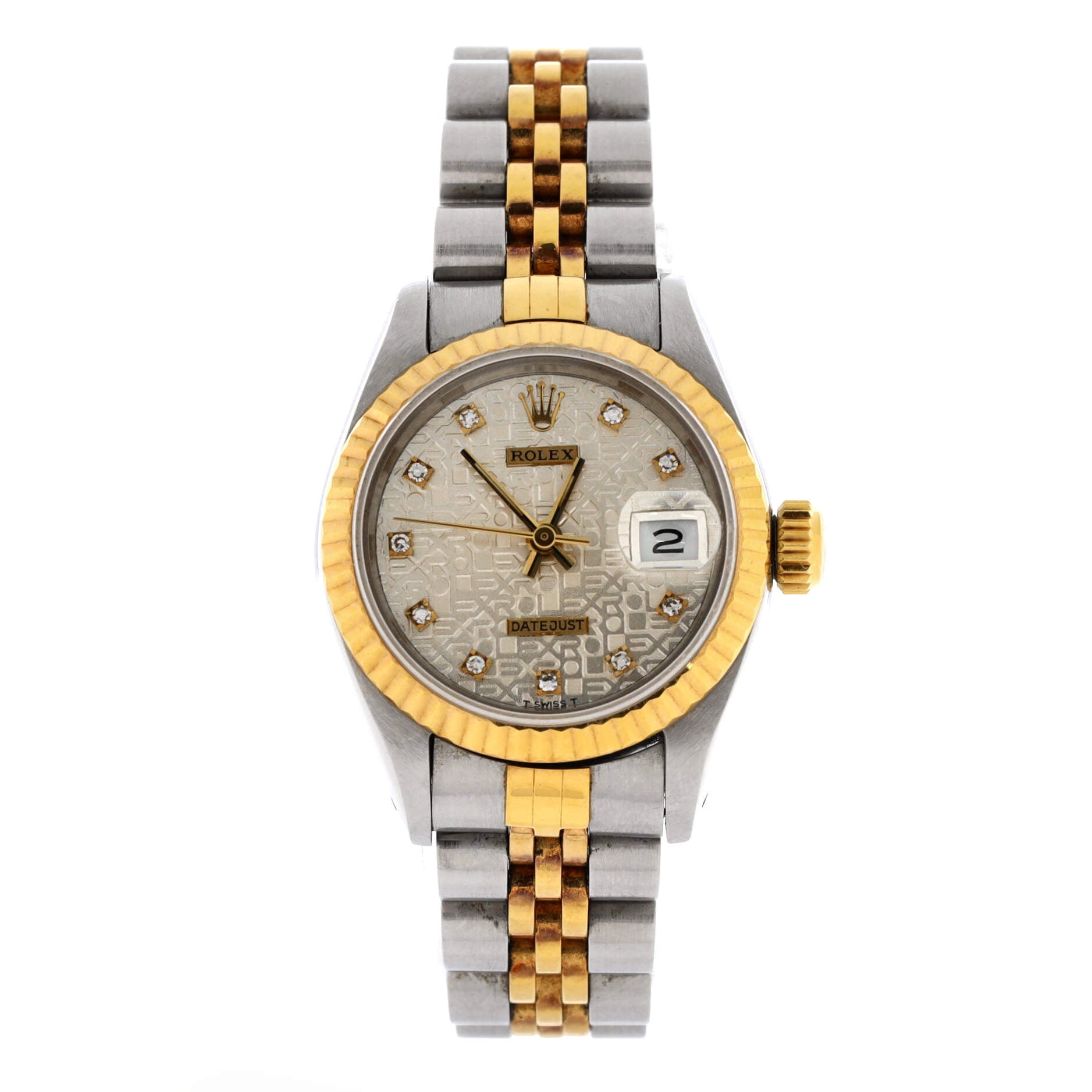 Pre-Owned Oyster Perpetual Datejust Automatic Watch Stainless Steel and Yellow Gold with Diamond ...