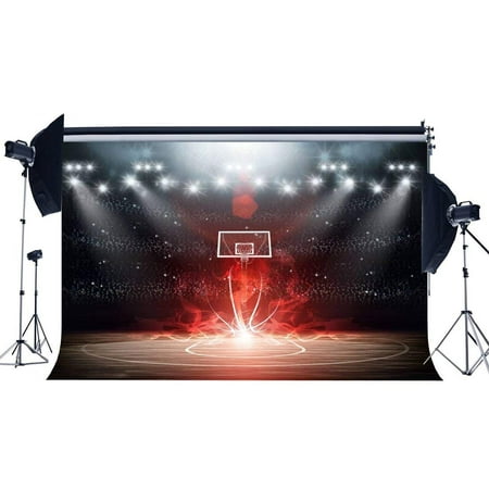 BSDHOME Polyester 7x5ft Basketball Court Backdrop Stadium Crowd Bokeh ...