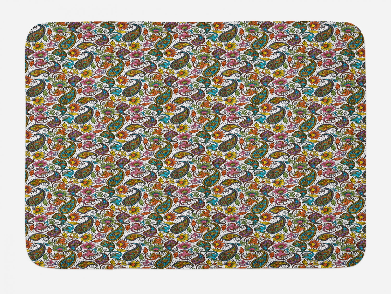 Hippie Bath Mat, Retro Style Arabian Iranian Flourish Classical Growth ...