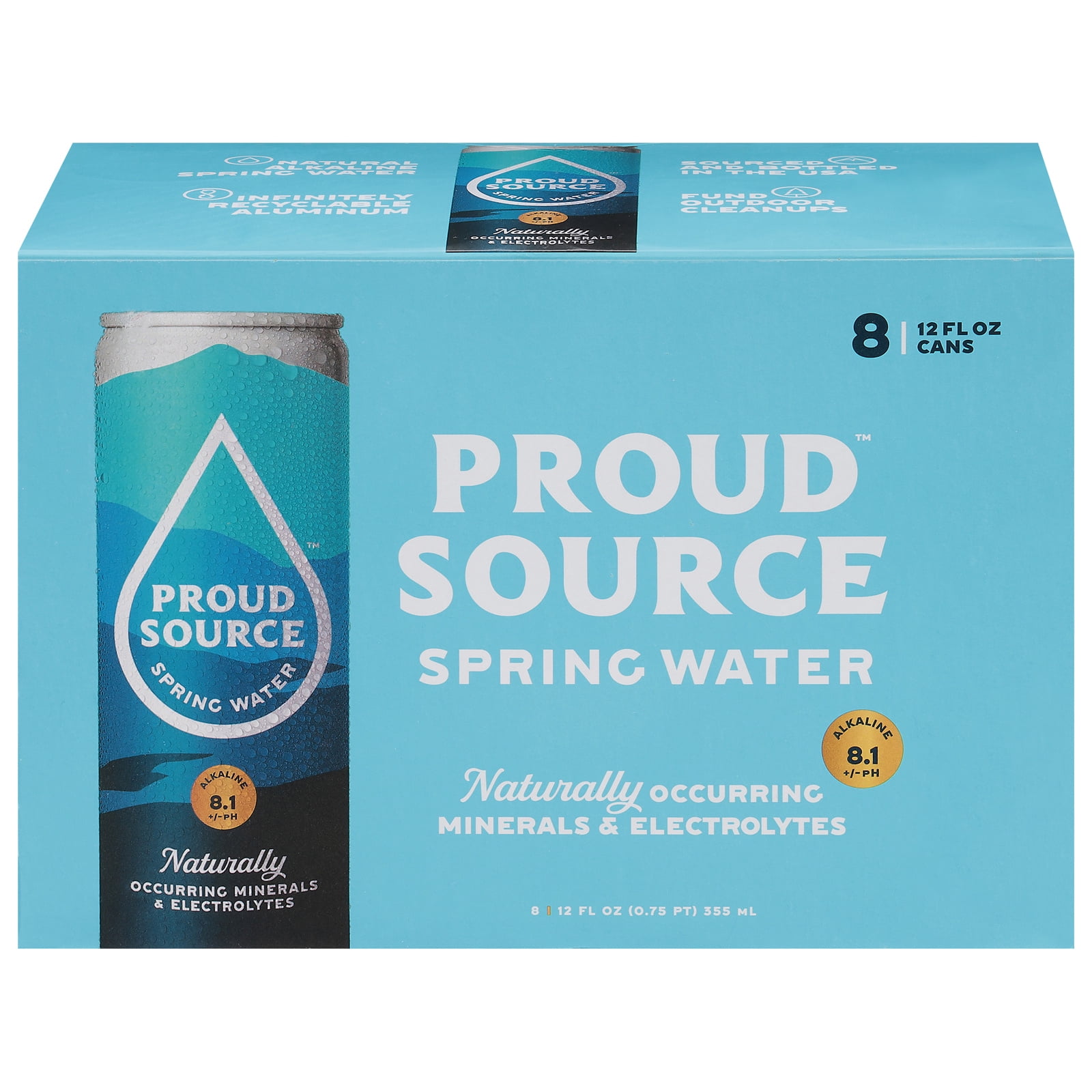 Proud Source - Water Spring Alk Ph 8.1 - Case of 3-8/12 FZ - Walmart.com