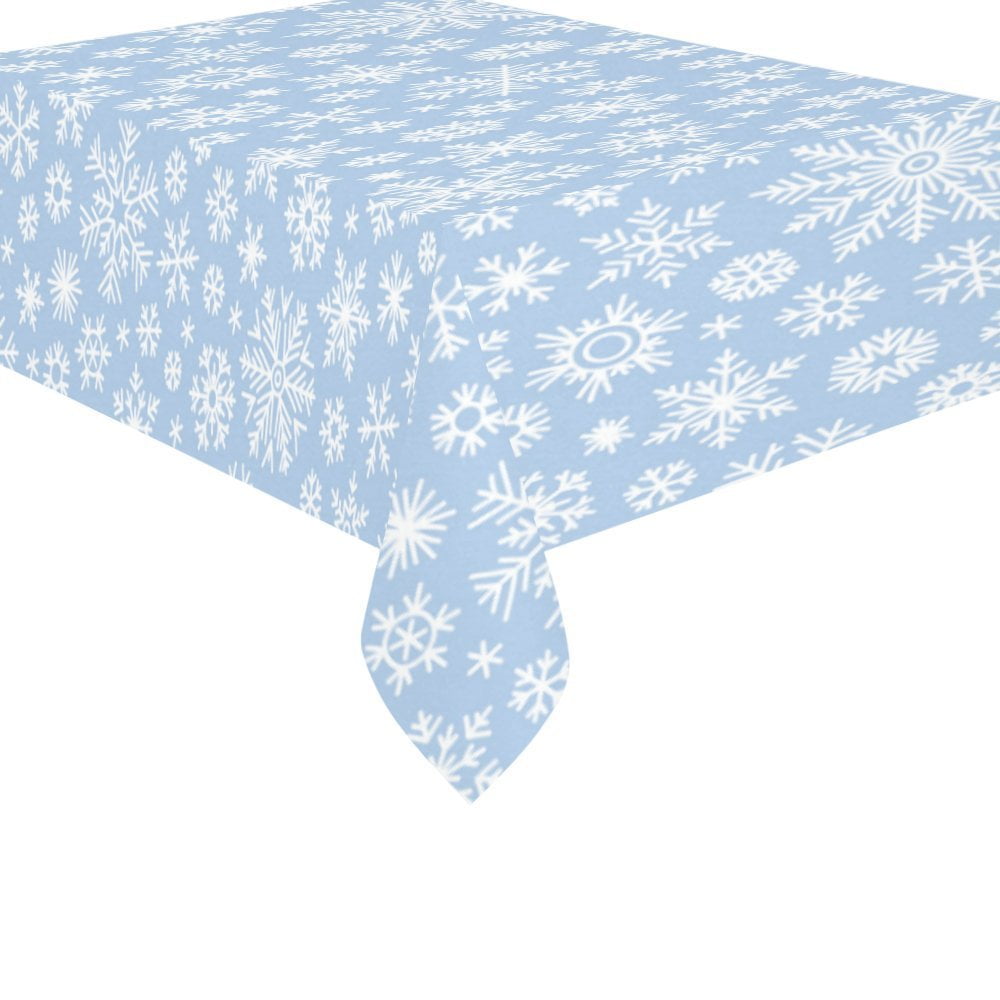 MYPOP White Snowflake Cotton Linen Tablecloth 60x84 Inches, Winter Snow ...