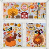 12 Sheets of Thanksgiving Window Stickers, Seasonal Fall Turkey Decals ...