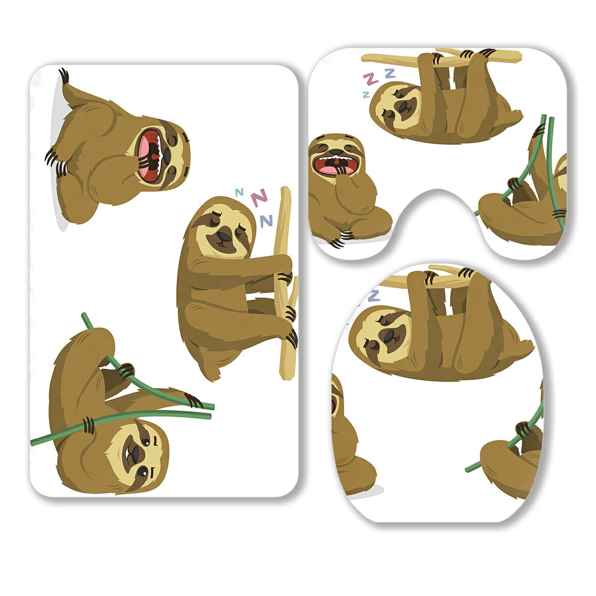 ABPHQTO Sloth Rain Forest Two Toed Lazy Mammal Hanging Sloths 3 Piece ...