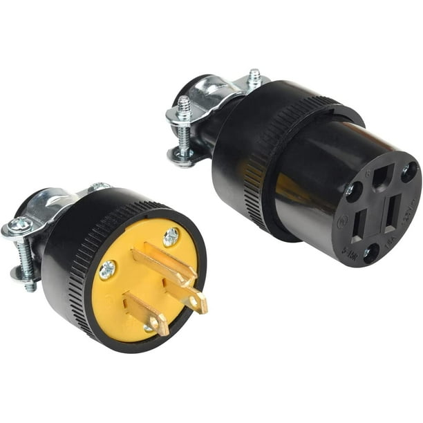 Electrical Replacement Plug & Connector Set Extension Cord Ends Black ...