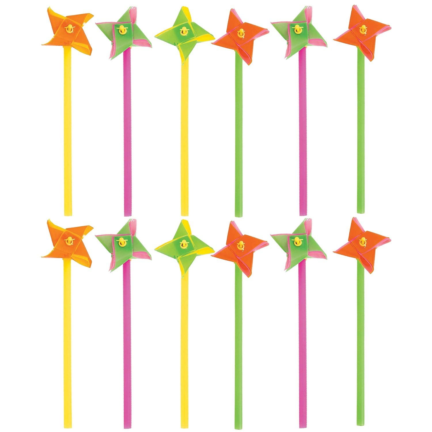 Mini Pinwheels - Pack Of 12 Assorted Neon Two Tone Colors Pinwheels ...