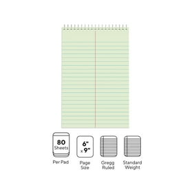 Mead Spell-Write Steno Book - 80 Sheets - Wire Bound - 6" x 9" - Green ...