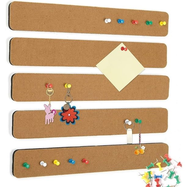 5 Pcs Felt Cork Boards for Walls, Self-Adhesive Cork Board with 35 Push ...