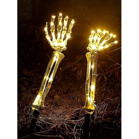 Halloween Decorations Lighted Skeleton Arm Stakes Lights Glowing Skull ...