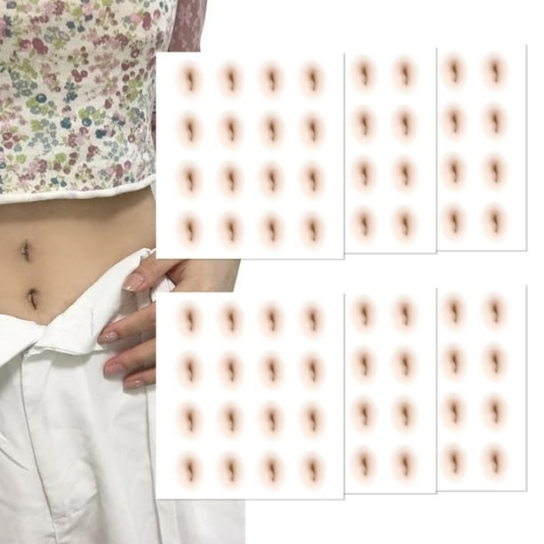 6 Sheets Belly Button Tattoo Sticker Disposable Fake Navel Stickers ...