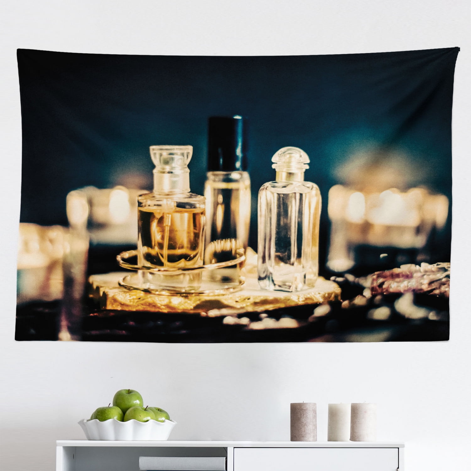 Perfume Tapestry, Floral Aromatic Cologne Vintage Bottles of Cosmetic ...