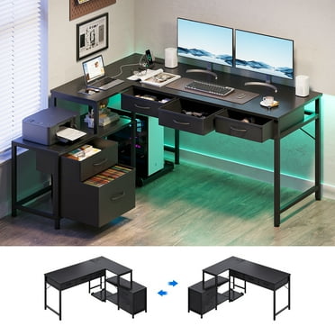 Walmart 48 inches Reversible Gaming Desk, L-Shaped with USB Charging ...