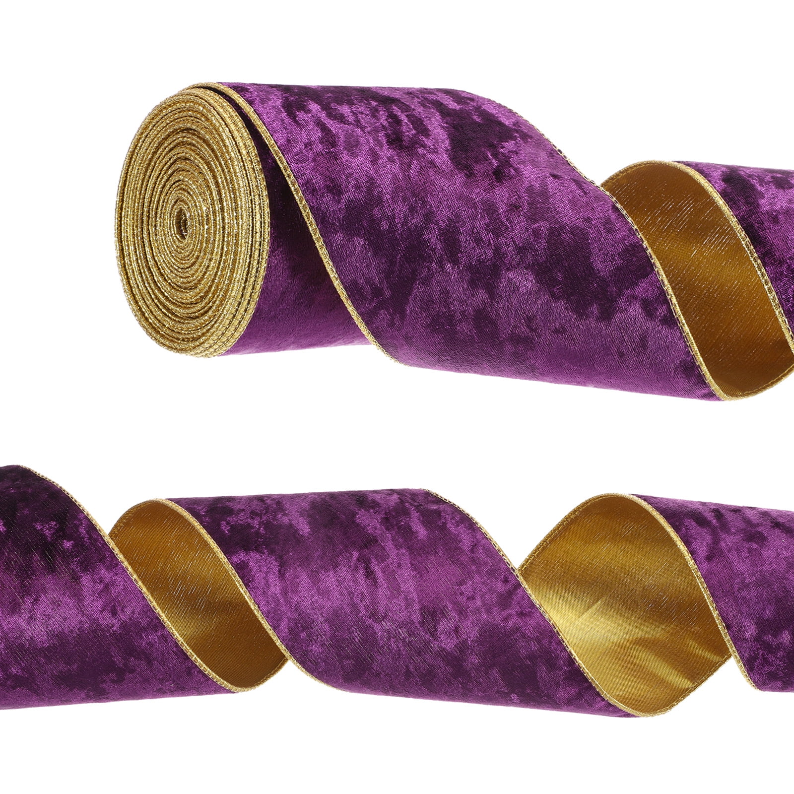 Click here for Uxcell 4 X 10 Yards Velvet Wired Gold Crushed Ribb... prices