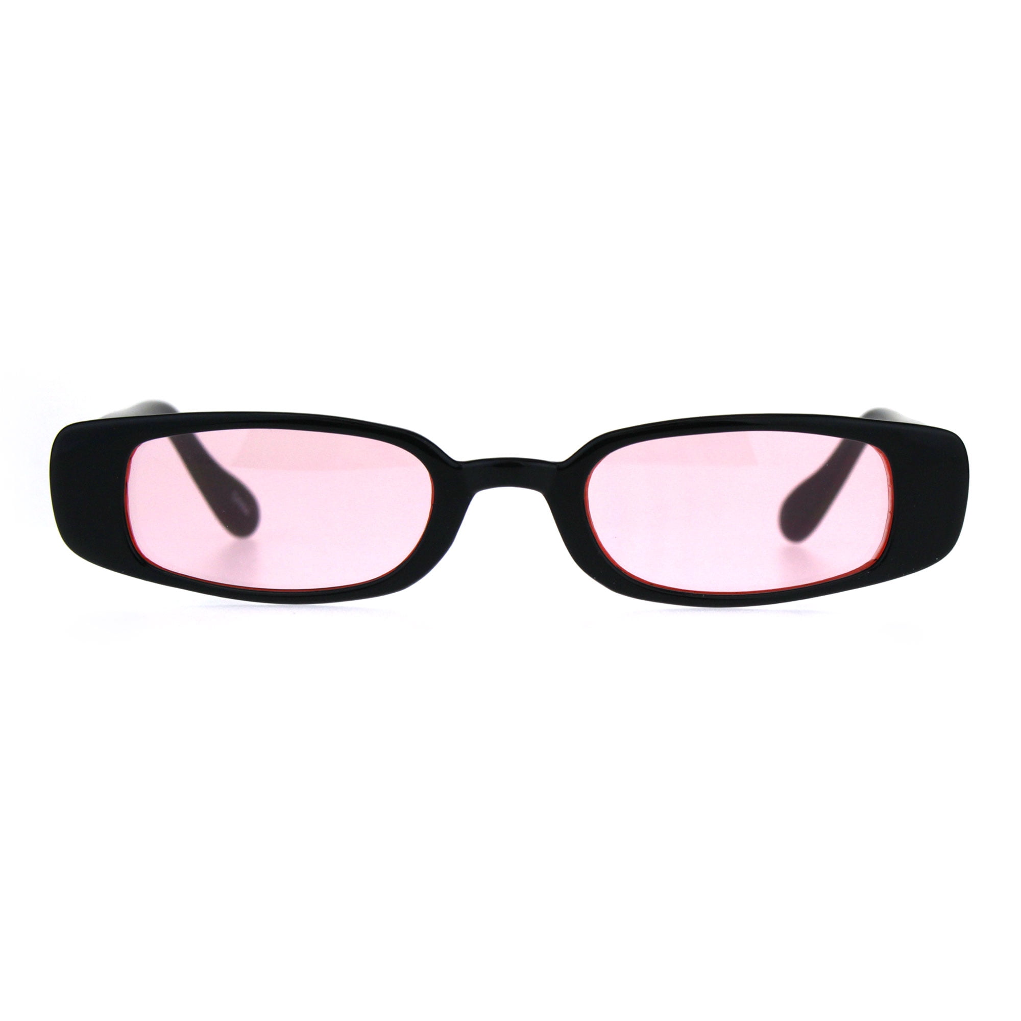 Womens Mod Narrow Rectangular Pimp Color Lens Plastic Sunglasses Pink ...