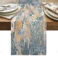 Beige Teal Copper Rust Table Runner, Abstract Vintage Industrial ...