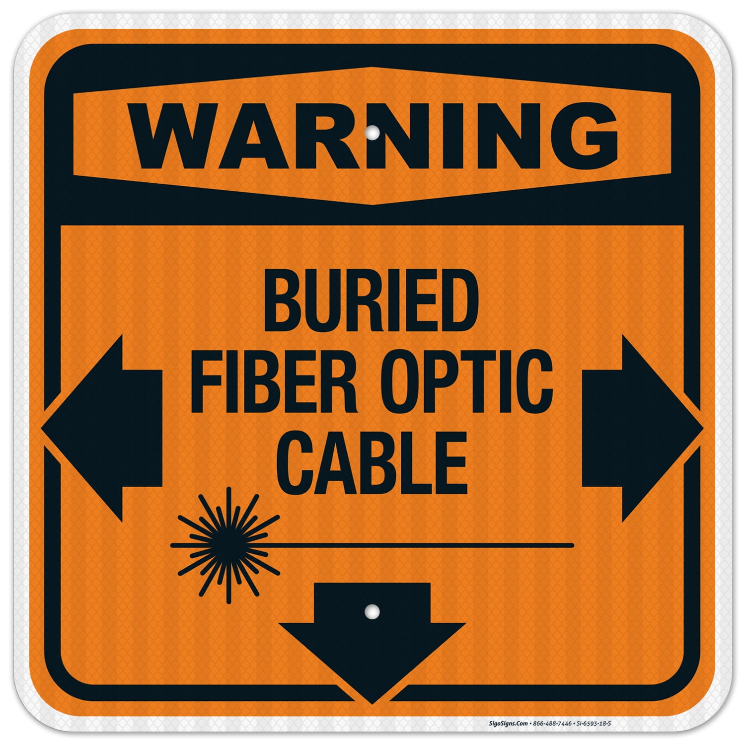Warning Buried Fiber Optic Cable Sign, - Walmart.com