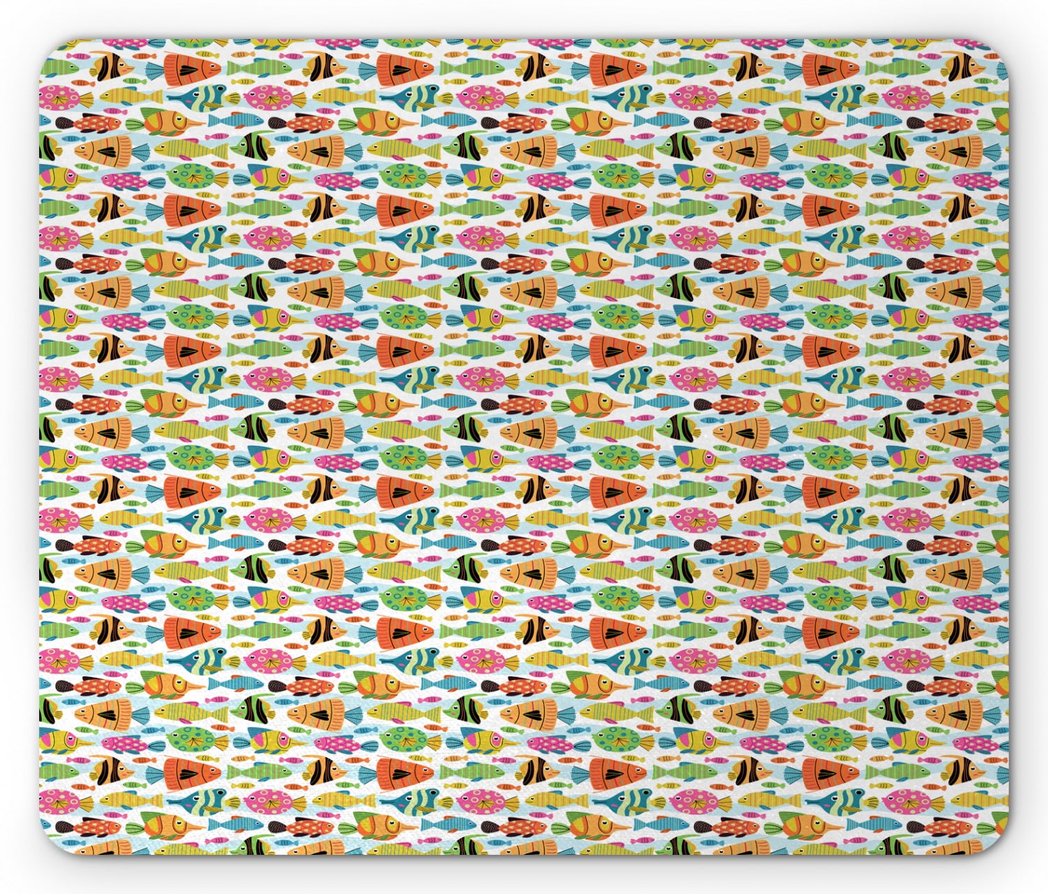 Marine Mouse Pad, Nursery Aquatic Theme with Colorful Cartoon Fish ...