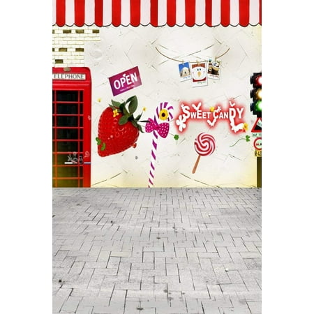 BSDHOME Polyester Sweet Candy Shop House Wedding Mural 5x7ft Studio ...