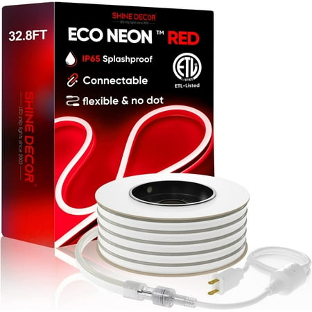 LED Neon Rope Lights 32.8FT/10M Red Color, ETL-Listed Flexible Neon LED ...