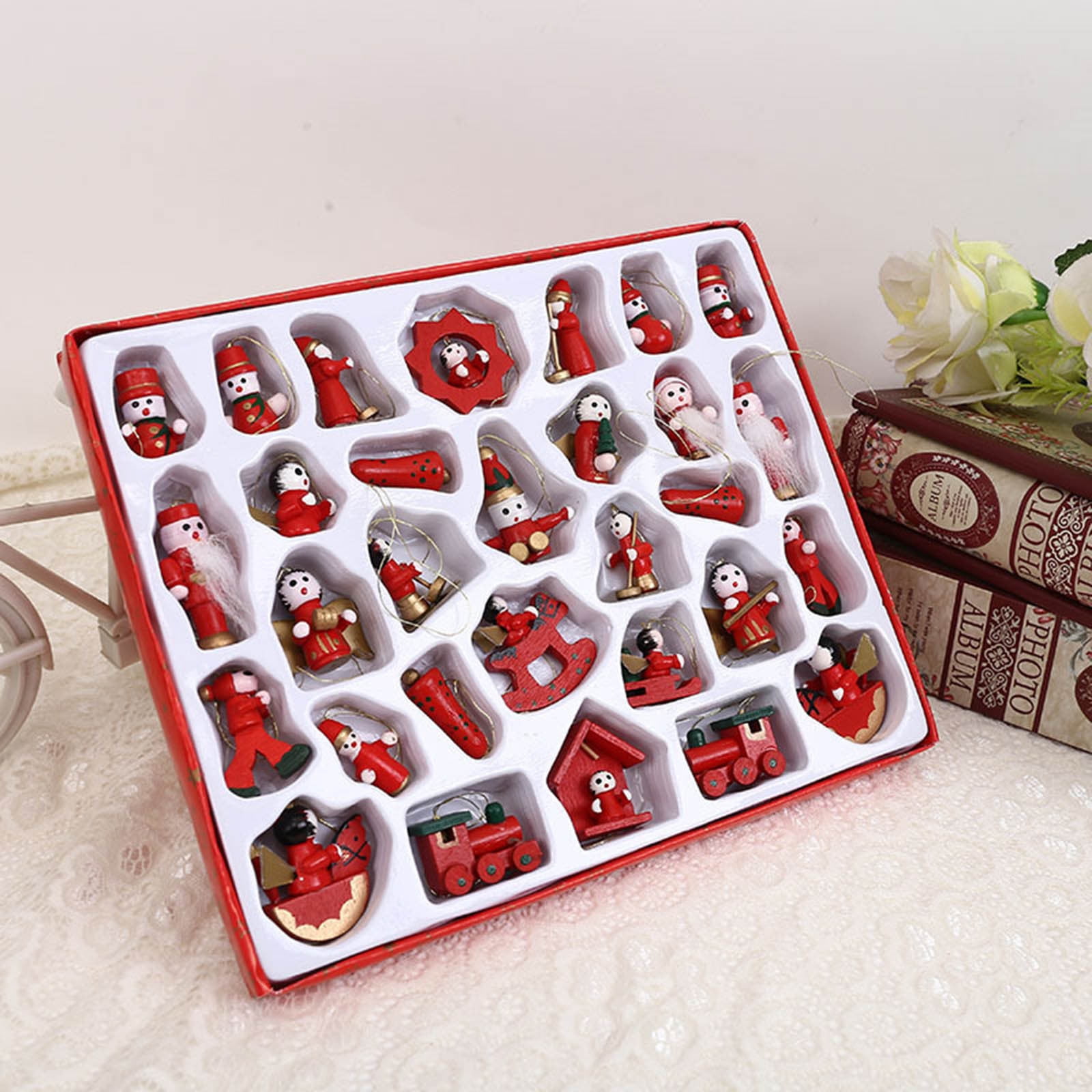 Timifis Christmas Decorations Creative Christmas Tree Decoration Pendant Box Wooden Pendant Window Props Ornaments Christmas Decorations Christmas Tre