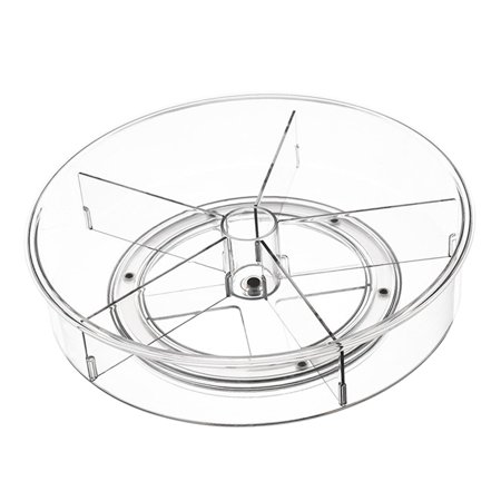 Clear Turntable Kitchen Organizer with Removable Dividers 360 Rotation ...