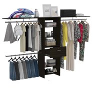 Better Home Products Stylish Pine Wood Closet with Rattan Doors and Two ...
