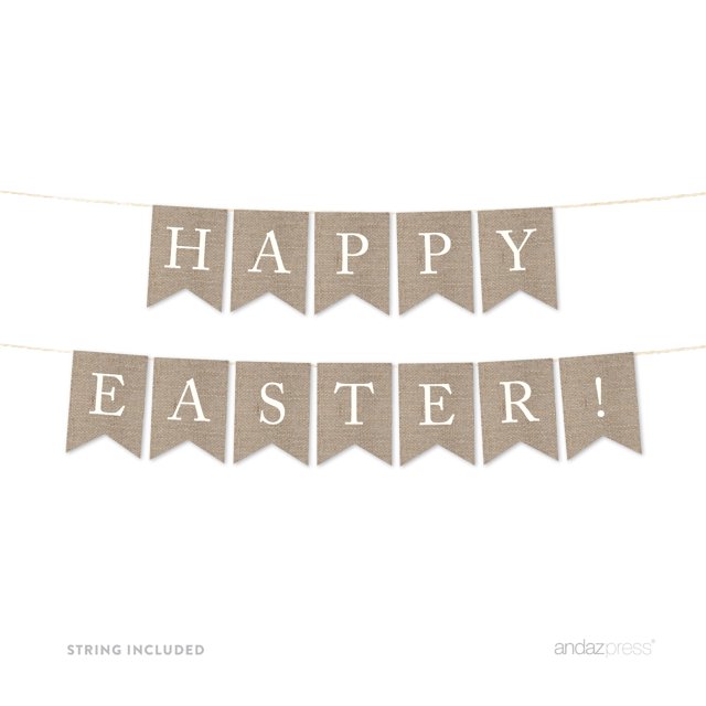 Happy Easter! Burlap Pennant Party Banner - Walmart.com