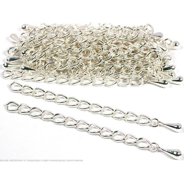 30 Teardrop Chain Extender Jewelry Necklace Silver Plated - Walmart.com