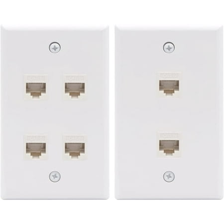 2 Port Cat6 Female to Female Wall Plate Bundle with 4 Port Cat6 Female ...