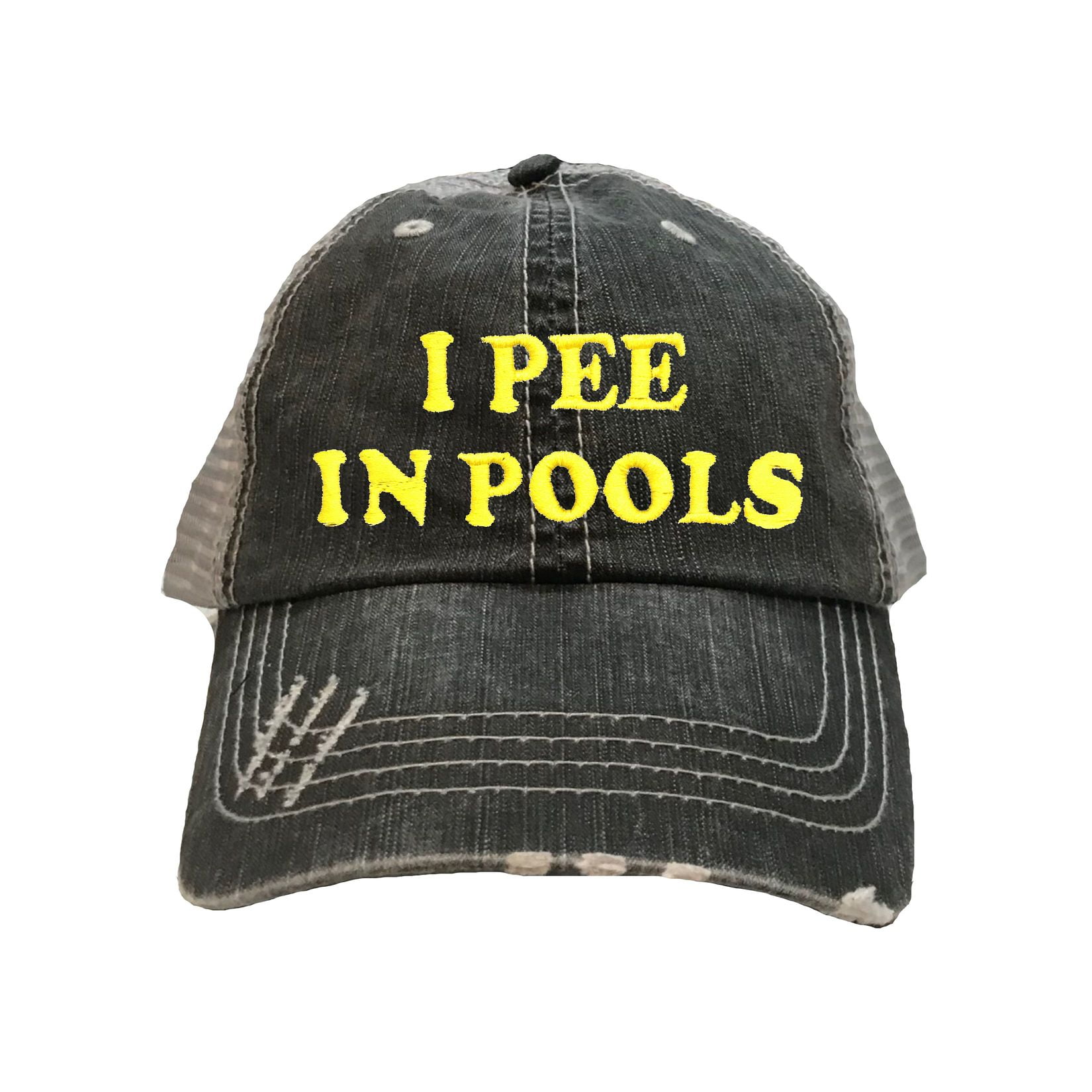 Adult I Pee In Pools Embroidered Distressed Trucker Cap - Walmart.com