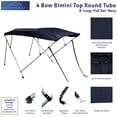 SavvyCraft 4 Bow Boat Bimini Top Canopy, Navy Marine Grade Canvas with ...