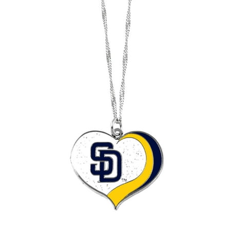 MLB SAN Diego Padres Sports Team Logo Glitter Heart Necklace Charm Gift ...