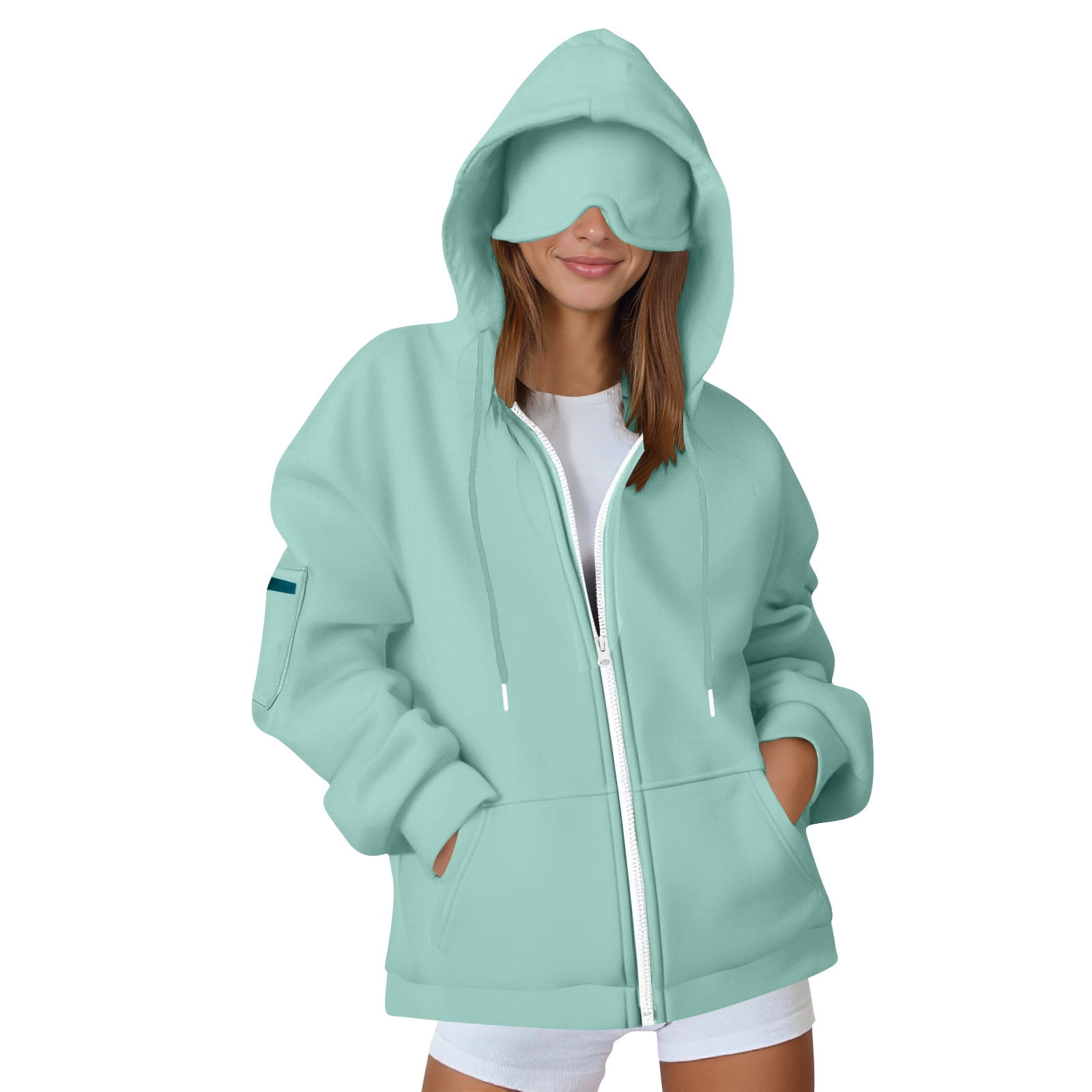 Click here for Gnurob Travel Hoodie With Eye Mask Women - Airplan... prices