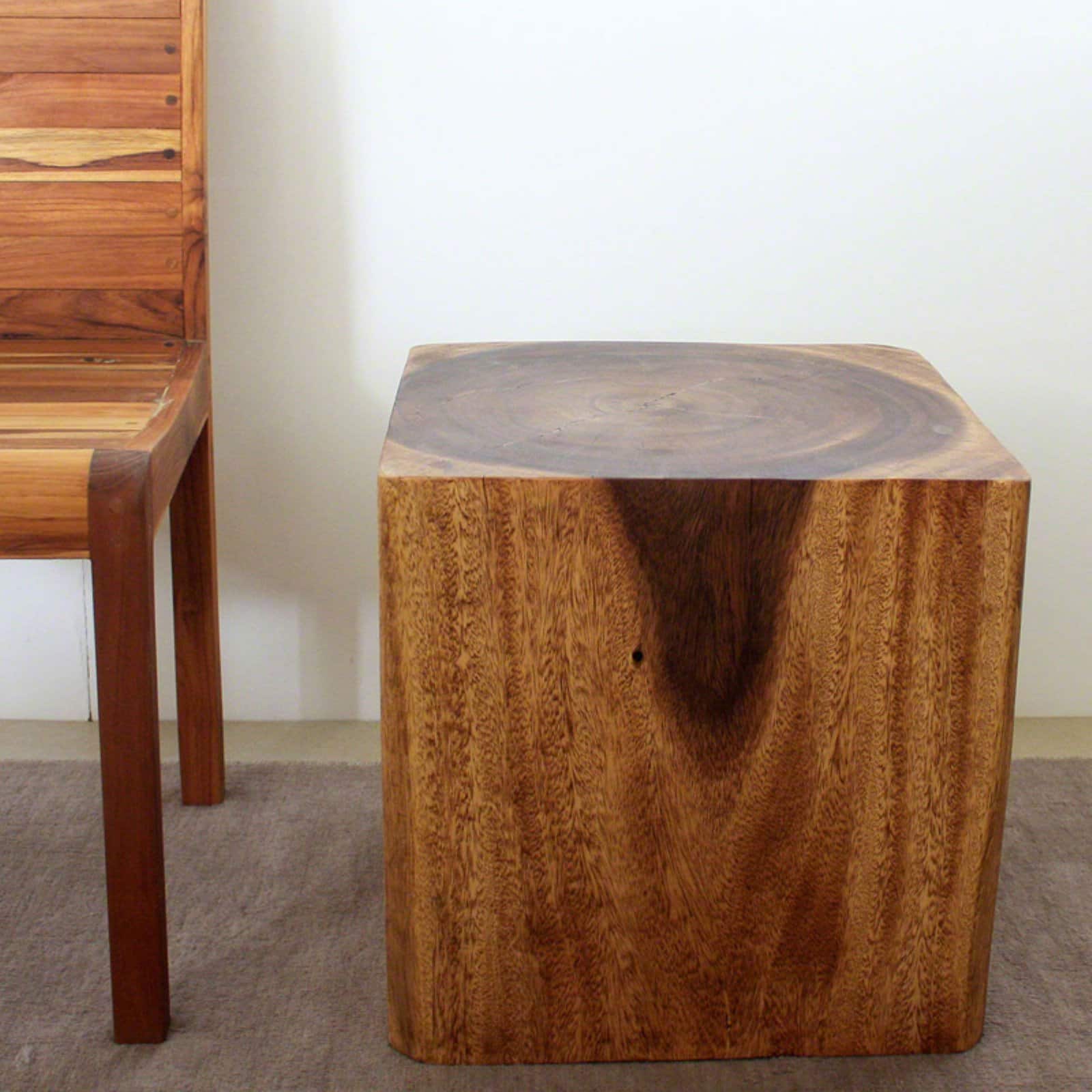 Haussmann® Wood Cube Table 18 in SQ x 18 in High Hollow inside Walnut ...