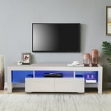 TV Stand with Remote Control LED Light Belt, Wood TV Cabinet ...
