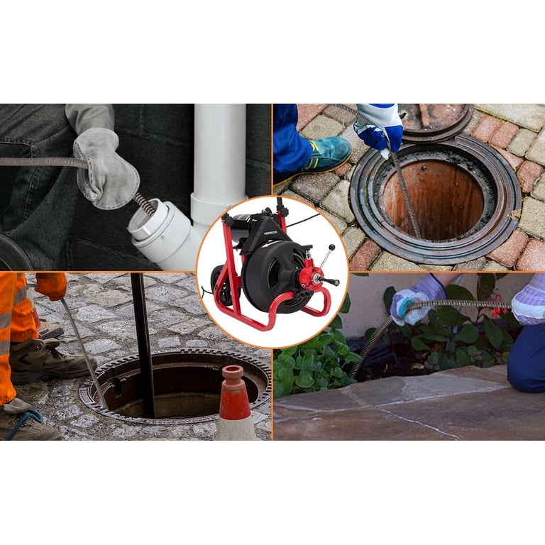 Sewer Snake 75 Ft Electric Drain Cleaner Machine - Automatic Feed, 1/2 ...