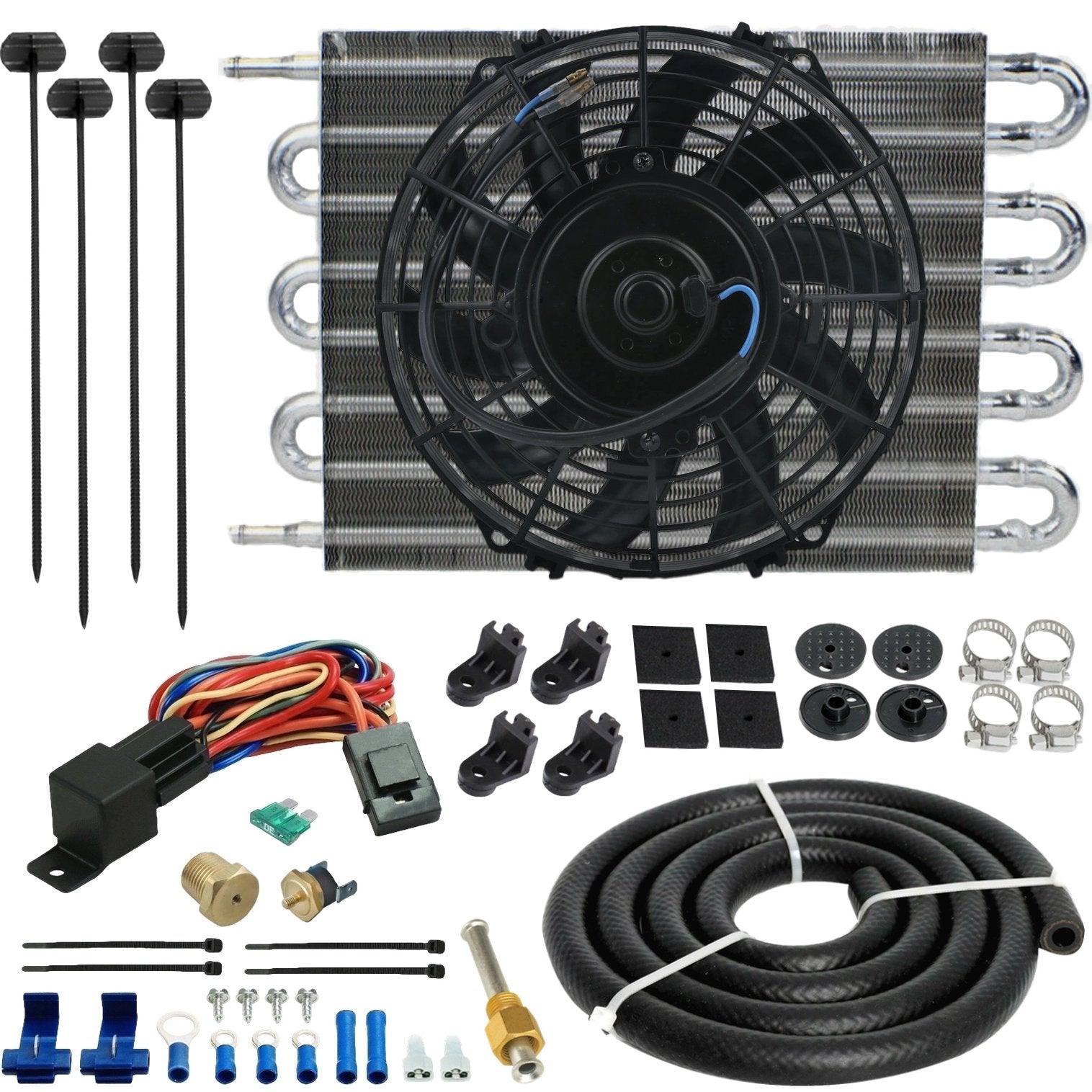 8 Pass 3/8 Transmission Oil Cooler Electric Fan Thermostat Switch Wire ...
