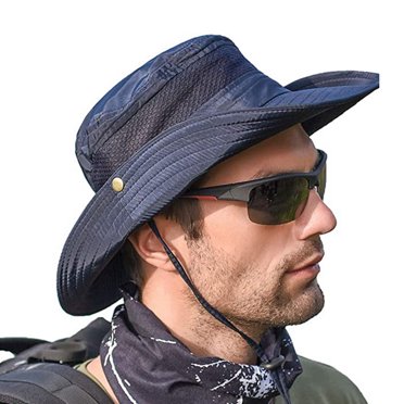 Wassery Mens Summer Sun Hat Bucket Fishing Hiking Cap Wide Brim UV ...