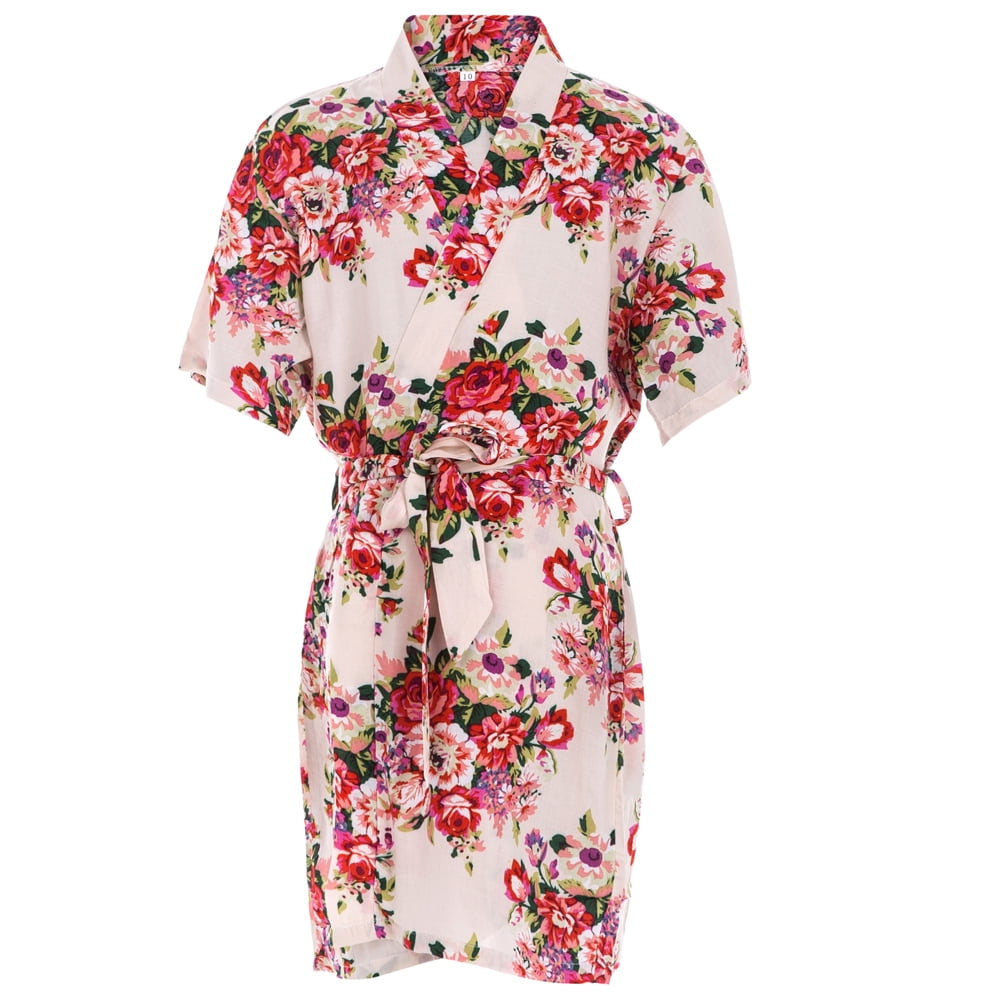 Mr & Mrs Right Kids Spa Party, Flower Girl Cotton Kimono Robe ,Floral ...