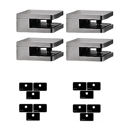 4 Pieces of Stainless Steel Glass Clips, Adjustable Glass Shelf ...