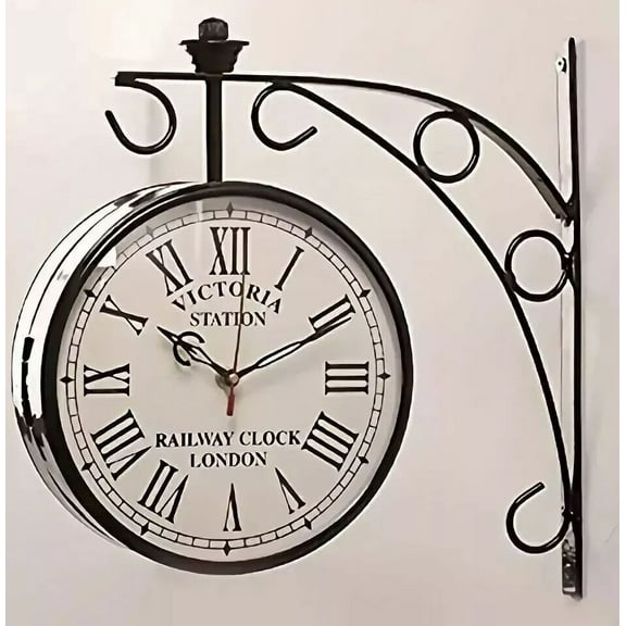 8" Vintage Railway Station Clock Victoria Double Sided Station Clock ...