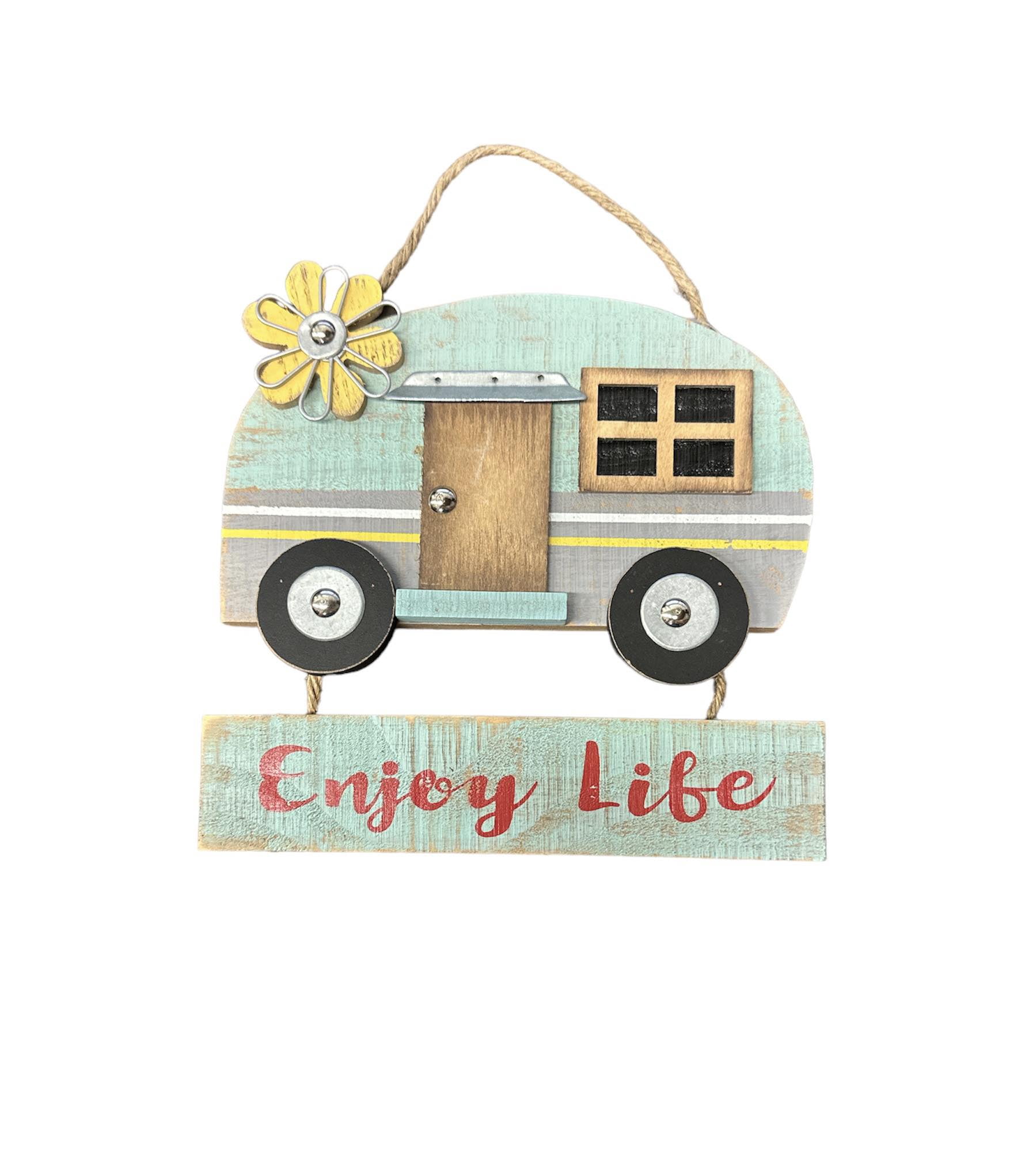 8" Wooden Hanging Enjoy Life Camper Sign, Blue - Walmart.com