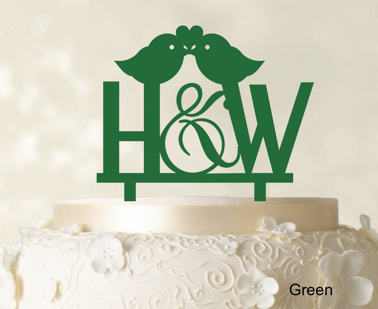 "Initial Wedding Cake Topper Custom Green Cake Topper Color Option ...