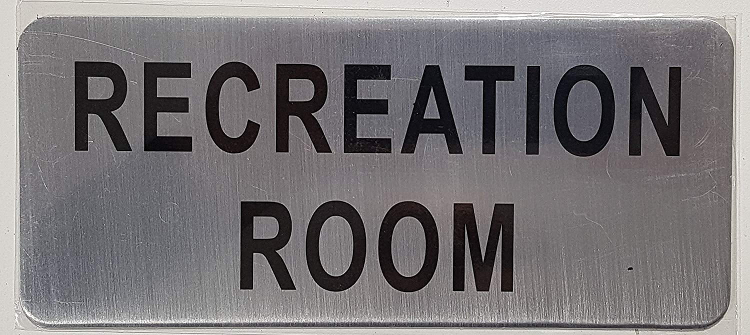 RECREATION ROOM SIGN (BRUSH ALUMINIUM, 3.5X8 )-The Mont argent line ...