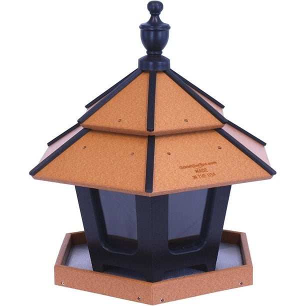 AmishToyBox.com Gazebo Bird Feeder - Deluxe Triple Compartment Post ...